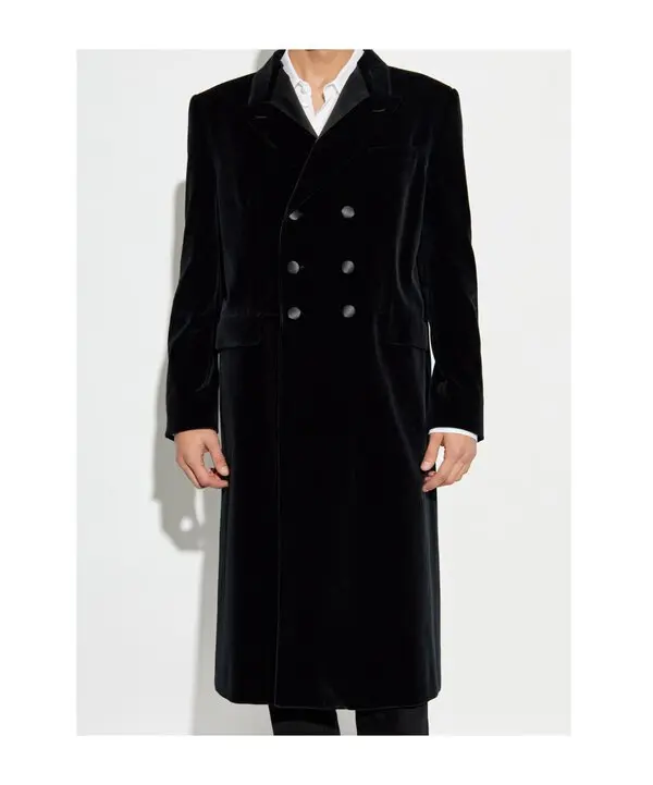 Dolce & Gabbana Velvet Double-breasted Long Coat