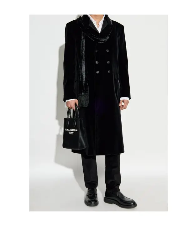 Dolce & Gabbana Velvet Double-breasted Long Coat