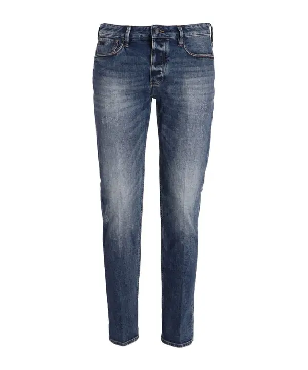 Emporio Armani Washed Slim-cut Jeans - Blue