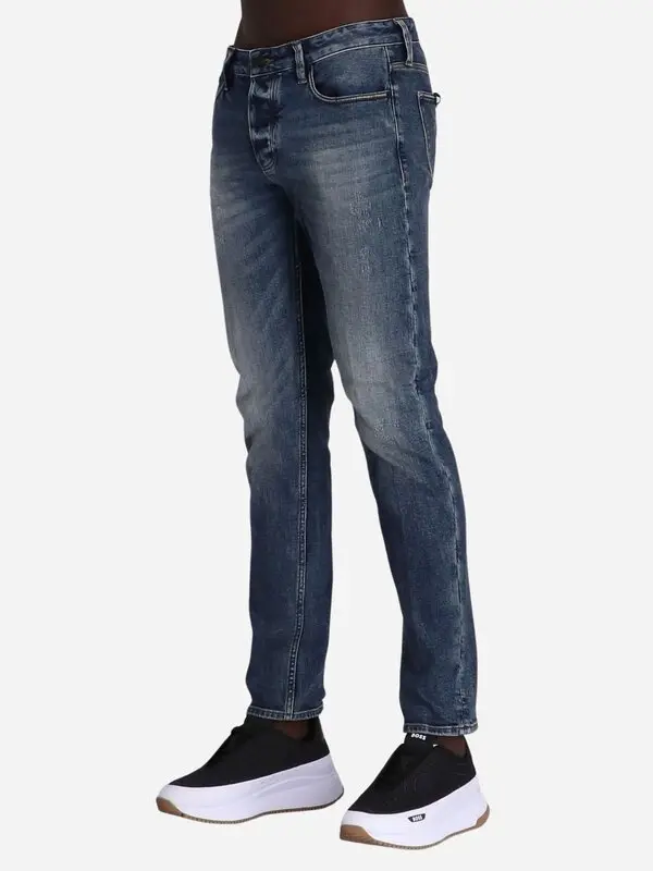 Emporio Armani Washed Slim-cut Jeans - Blue