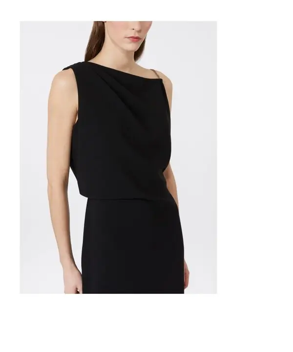 Max Mara Sleeveless Asymmetrical Collar Open Back Maxi Dress - Black