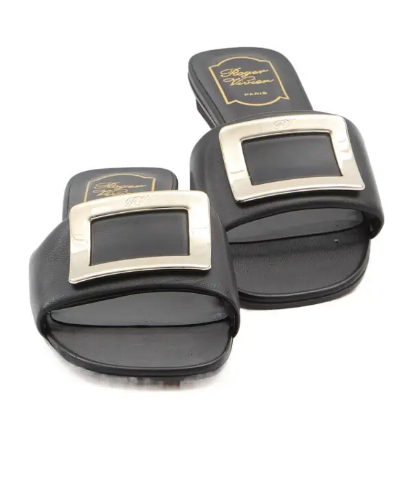 ROGER VIVIER Metal Buckle Slide Mules - Black