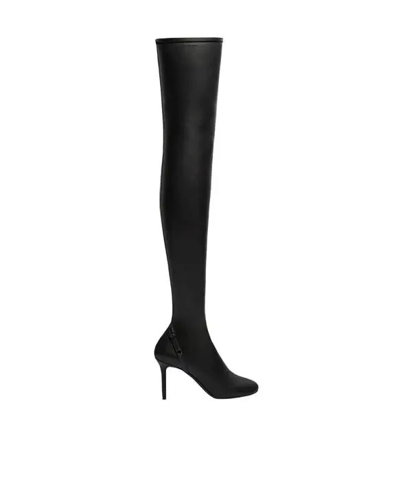 COURREGES Oblique Thigh-high Boots - Black