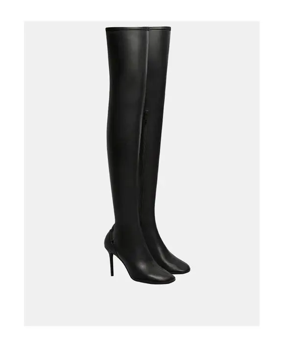 COURREGES Oblique Thigh-high Boots - Black