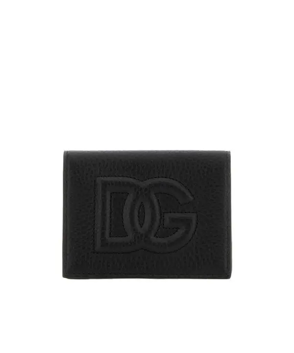 Dolce & Gabbana Dolce Gabbana Logo Embossed Foldover Top Wallet - Black