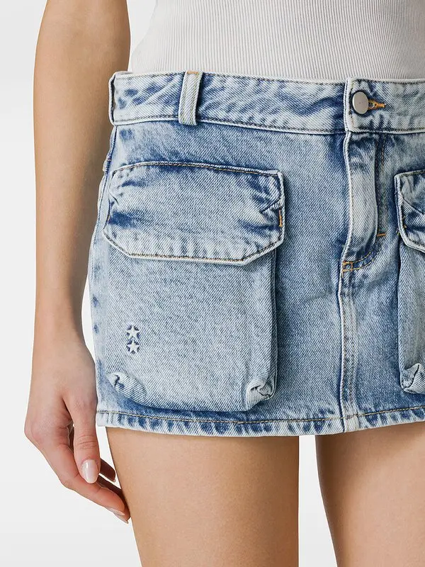 ICON DENIM LOS ANGELES Gio Cargo Denim Mini Skirt - Gray