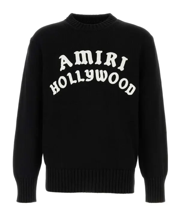 Amiri Hollywood" Logo-print Crewneck Sweater - Black