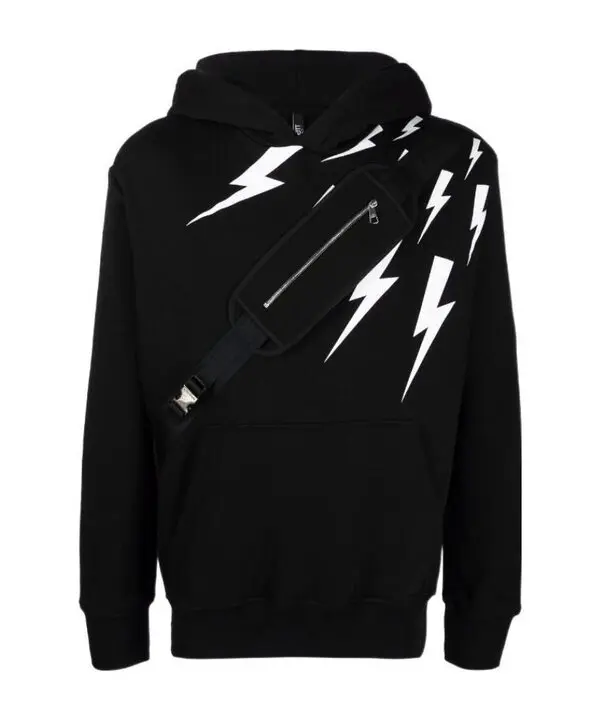 Neil Barrett Thunderbolt Pouch Pocket Hoodie