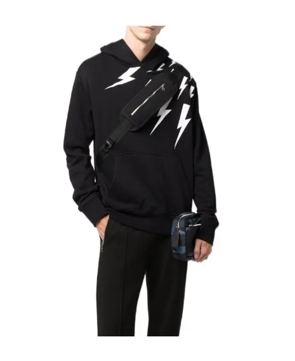 Neil Barrett Thunderbolt Pouch Pocket Hoodie