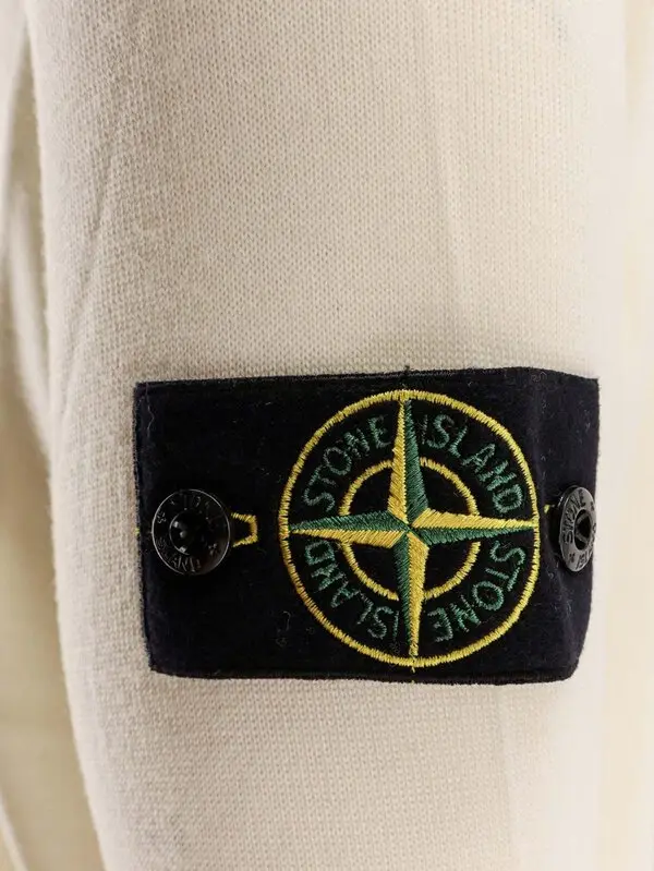 Stone Island Crewneck Jumper With Removable Logo Patch - Ivory