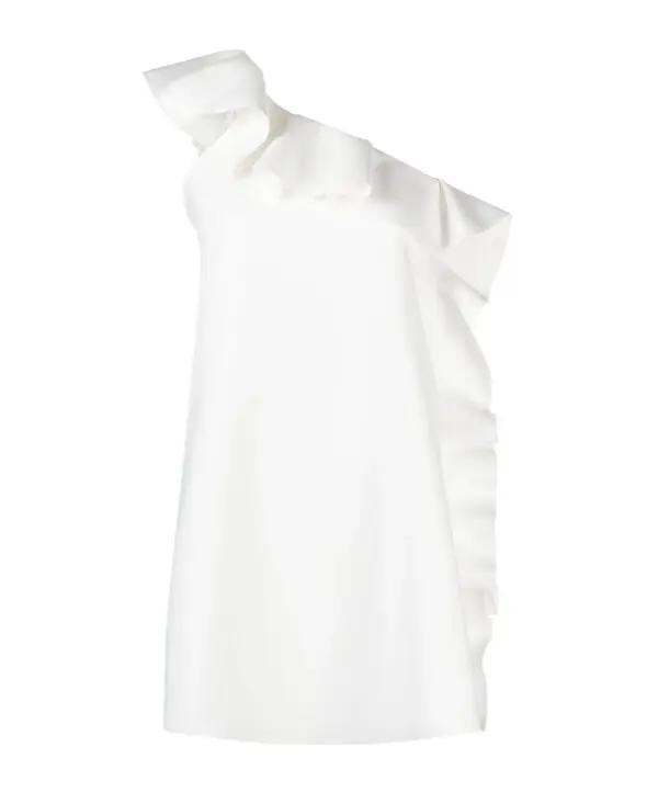 MSGM One-shoulder Ruffled Mini Dress - White