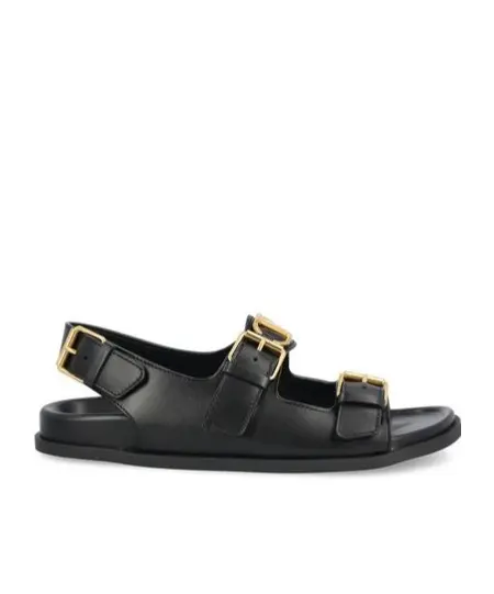 Valentino Garavani Vlogo Signature Double Buckle-strap Sandals - Black