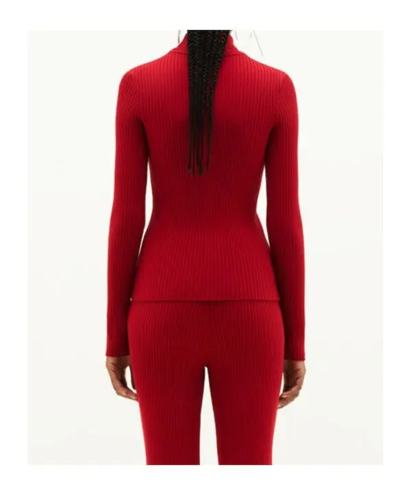 COURREGES Re-edition Ribbed-knit High Neck Logo Patch Sweater