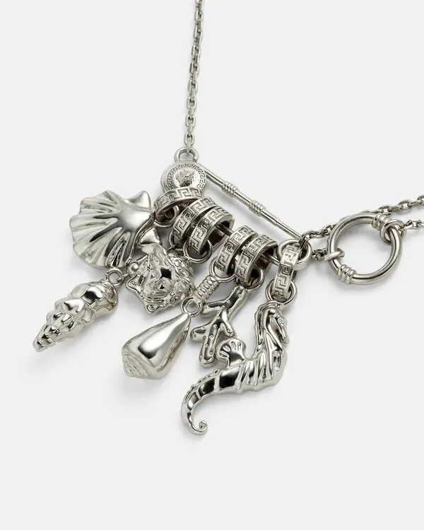 Versace Safety Pin Ocean Charms Necklace
