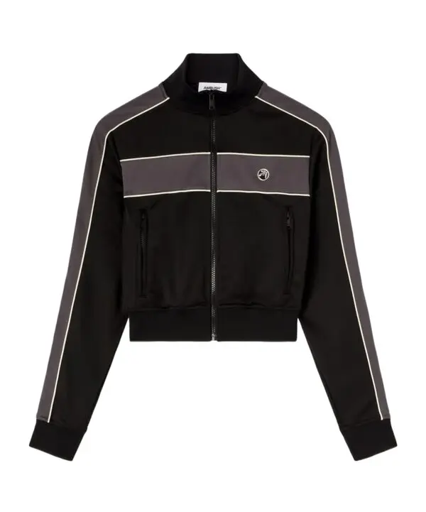 AMBUSH Cropped Track Jacket With Emblem Detail - Black