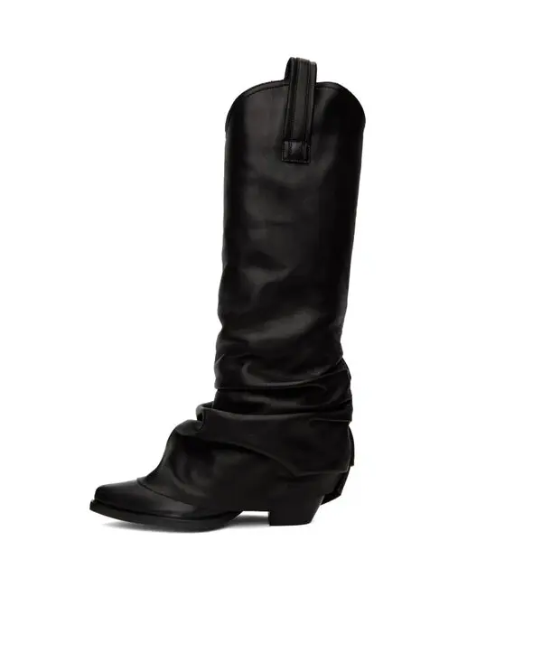 R13 Knee-high Western Boots With Embroidered Detail - Black