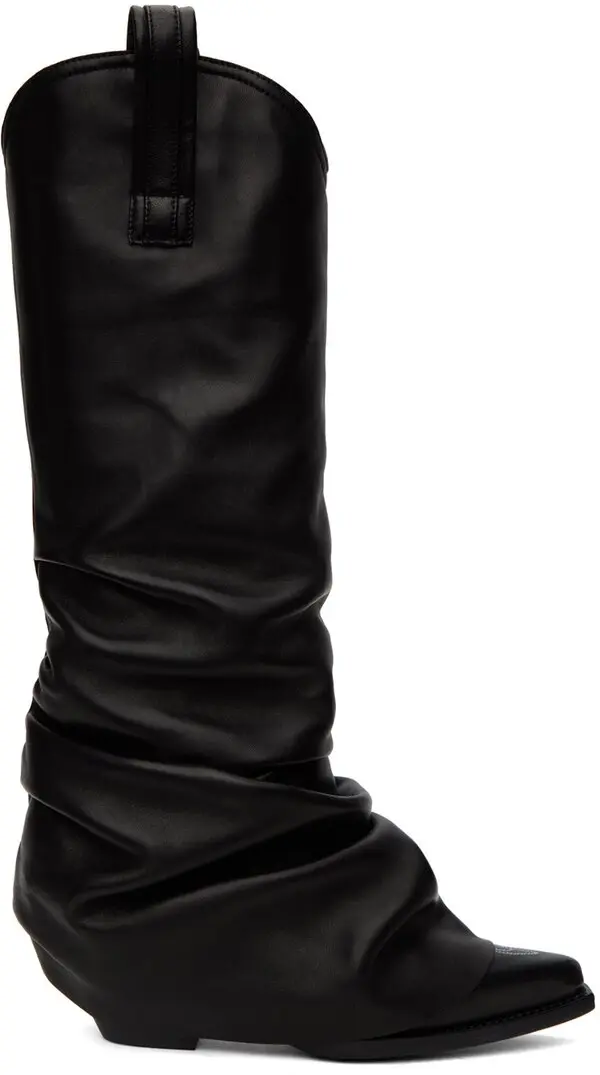 R13 Knee-high Western Boots With Embroidered Detail - Black