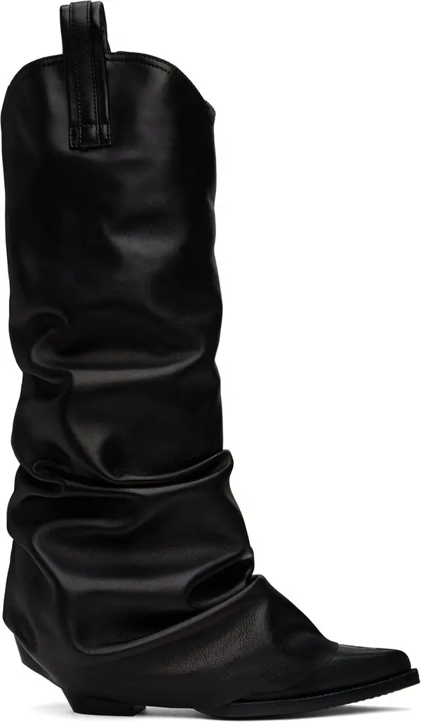 R13 Knee-high Western Boots With Embroidered Detail - Black