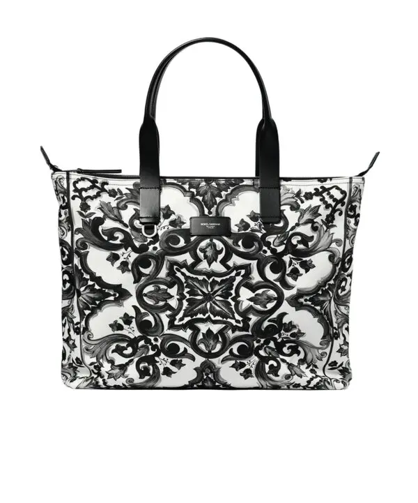 Dolce & Gabbana Majolica Print Shopping Bag - Black