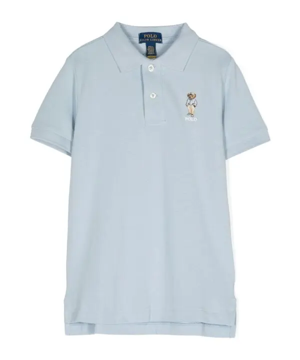 Ralph Lauren Polo Bear-embroidered Cotton Polo Shirt - Blue