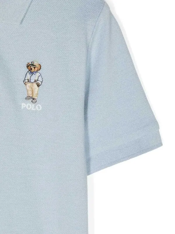 Ralph Lauren Polo Bear-embroidered Cotton Polo Shirt - Blue