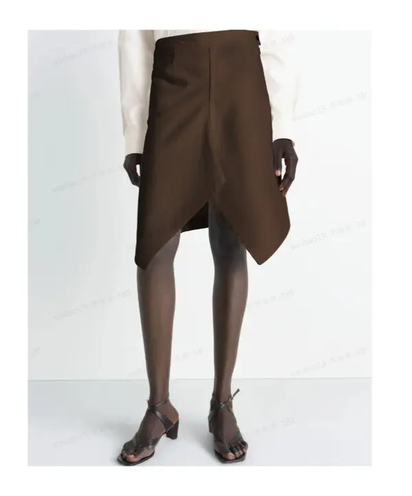 LEMAIRE Zip Detailed Asymmetric Skirt - Cocoa