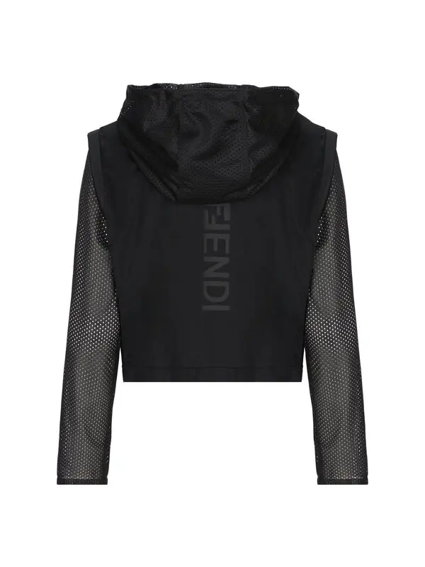 Fendi Acetate Hooded Zip-up Jacket With Logo Detail