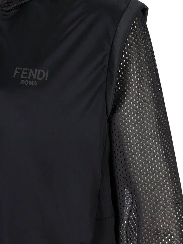 Fendi Acetate Hooded Zip-up Jacket With Logo Detail