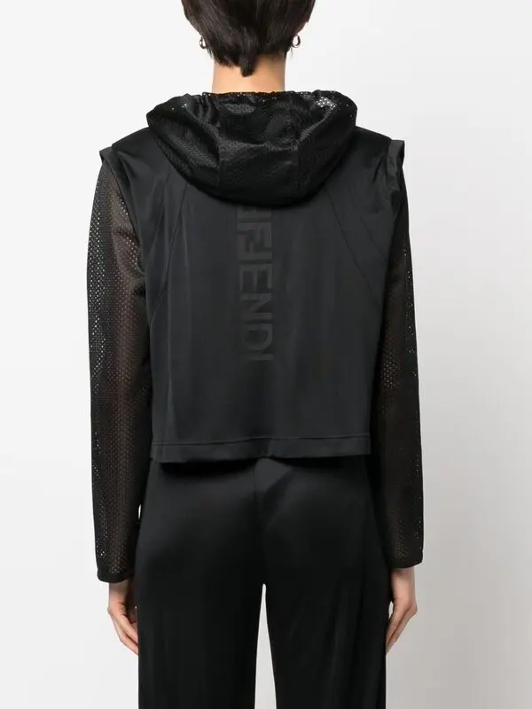 Fendi Acetate Hooded Zip-up Jacket With Logo Detail