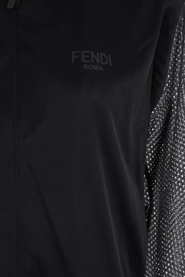 Fendi Acetate Hooded Zip-up Jacket With Logo Detail