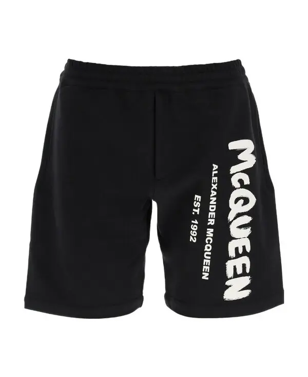 Alexander McQueen Logo Graffiti Bermuda Shorts