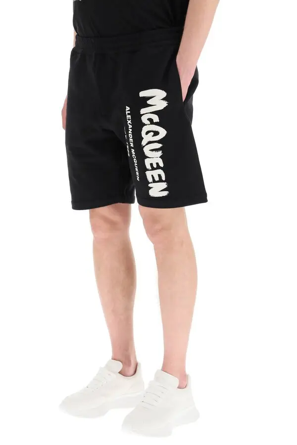 Alexander McQueen Logo Graffiti Bermuda Shorts