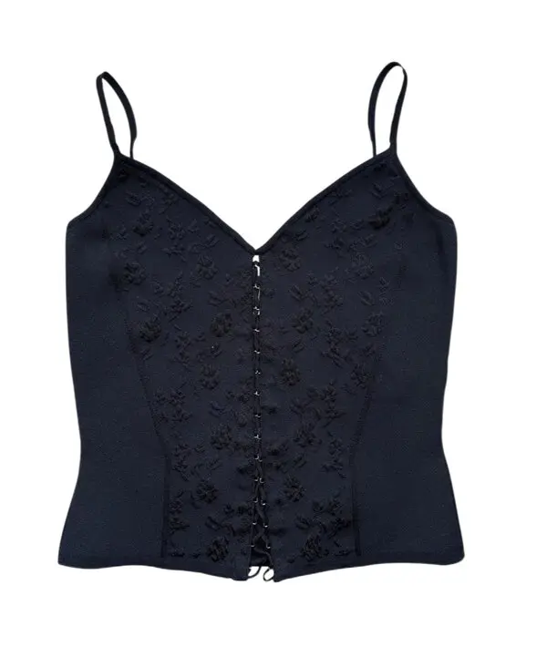 Alexander McQueen Floral Lace-up Detailed Tank Top - Black