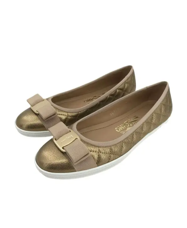 FERRAGAMO Quilted Ballet Flats With Bow Detailing