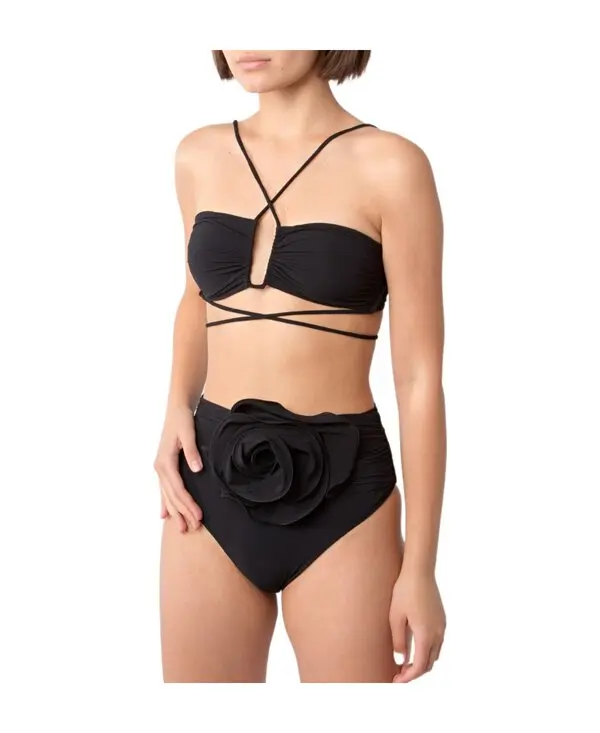 Magda Butrym Floral Appliqué Bikini Bottom - Black