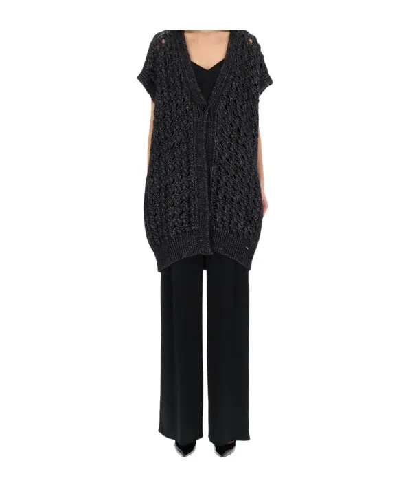 Herno Sleeveless Knitted Cardigan - Black