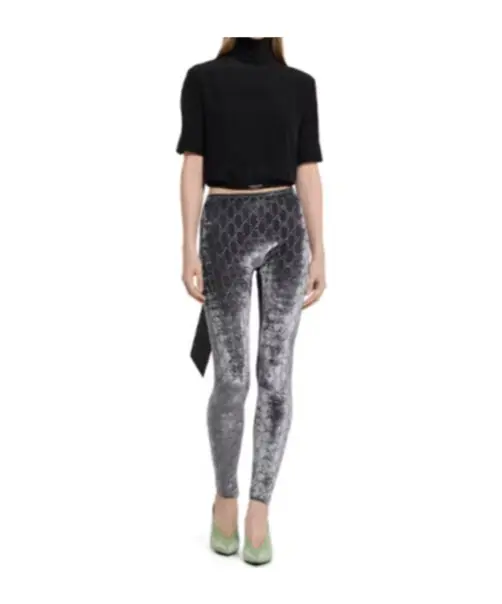 Gucci Gg Crystal Embroidered Stretch Chenille Leggings