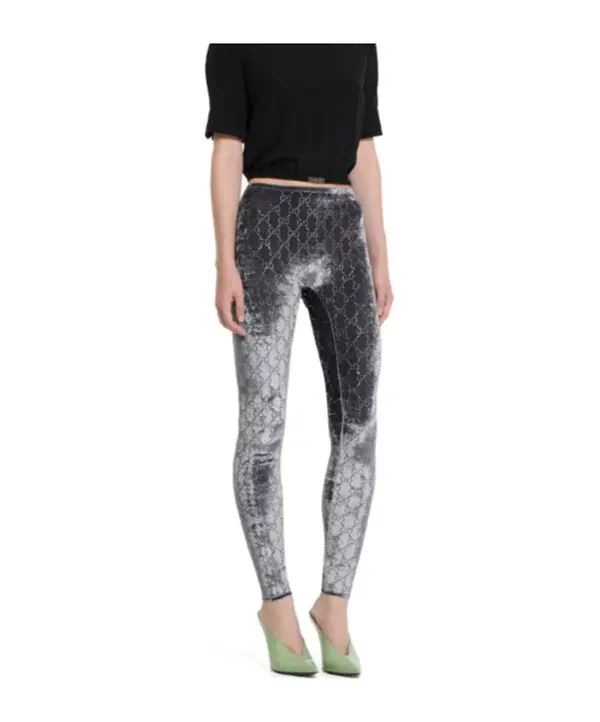 Gucci Gg Crystal Embroidered Stretch Chenille Leggings