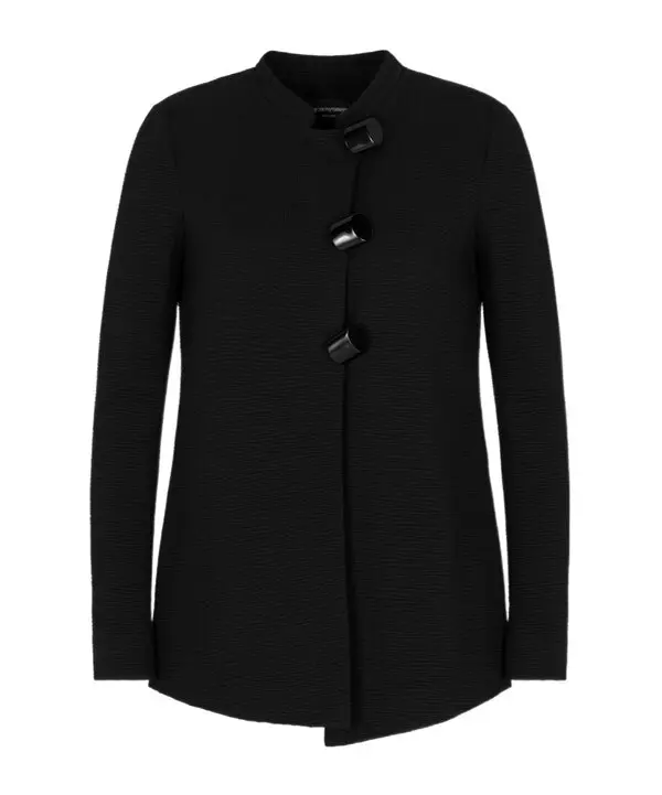 Emporio Armani Asymmetrical Fastening Jacket - Black