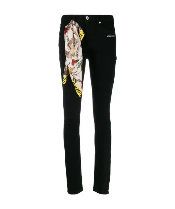Off-White Slim Fit Jeans With Scarf Detail
