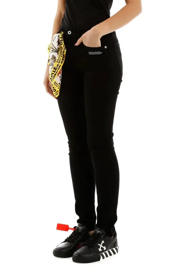 Off-White Slim Fit Jeans With Scarf Detail