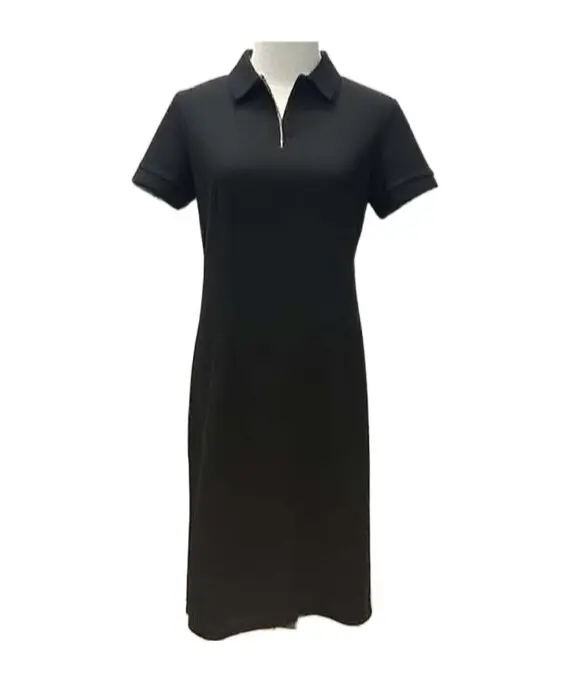 Burberry Check Trim Cotton Polo Shirt Dress - Black