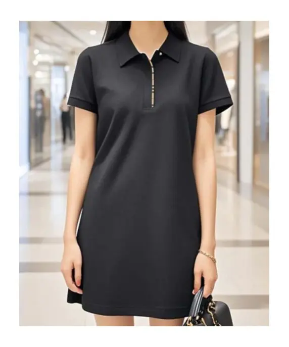 Burberry Check Trim Cotton Polo Shirt Dress