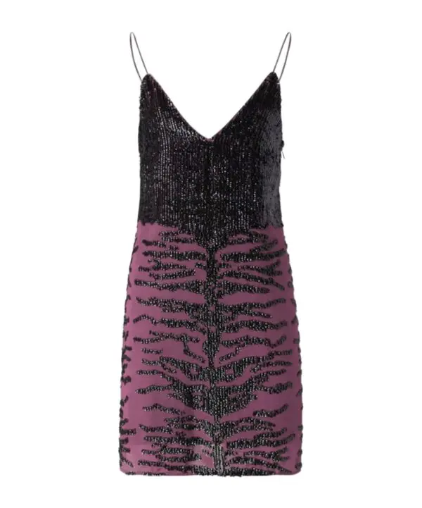 Pinko Embellished V-neck Sleeveless Mini Dress - Black