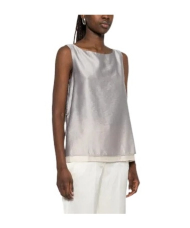 Peserico Sleeveless Layered Top With Side Ties - White