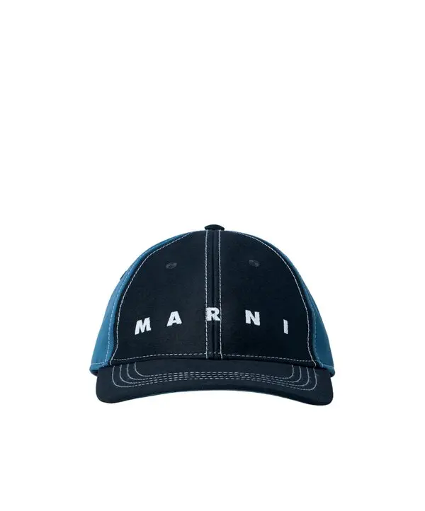 Marni Logo Embroidered Baseball Cap - Black And Blue