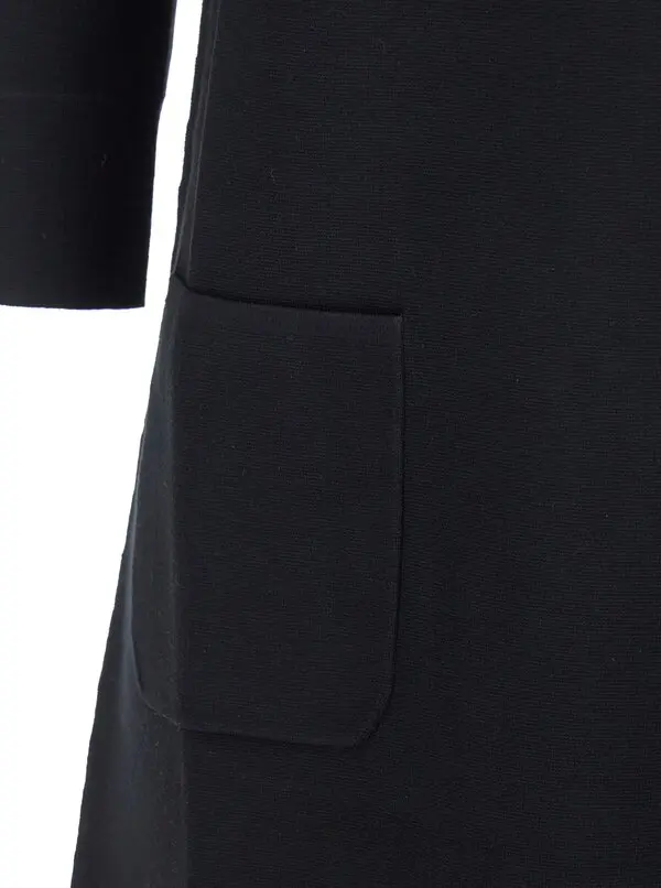 Max Mara Long Sleeve Lapel Collar Zip Up Dress - Black