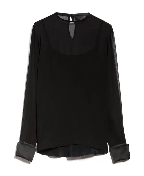 Max Mara Layered Chiffon Blouse With Satin Cuffs - Black