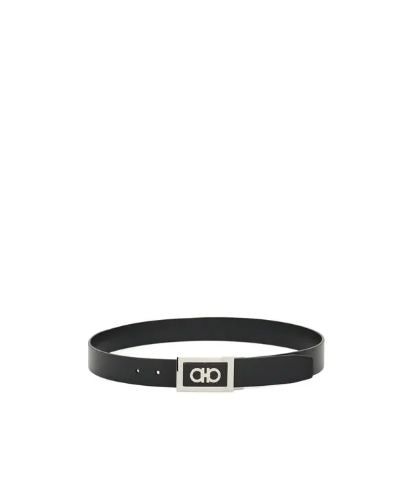 FERRAGAMO Gancini Reversible Buckle Belt - Black Shell/black