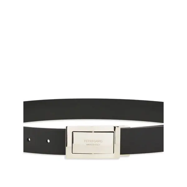 FERRAGAMO Gancini Reversible Buckle Belt - Black Shell/black